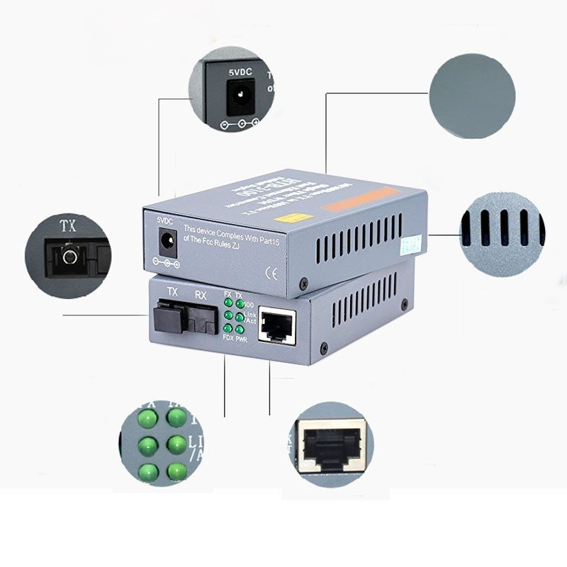 NetLink HTB-3100 Fiber Media Converter | 10/100Mbps | 20KM Single-Mode ...